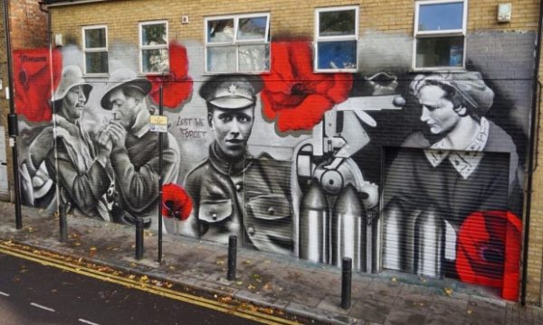 Street artist unveils First World War mural in Shoreditch to mark ...