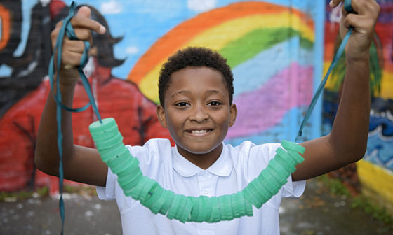 Youngsters from Hackney Quest help artist build sculpture made entirely of waste materials ...
